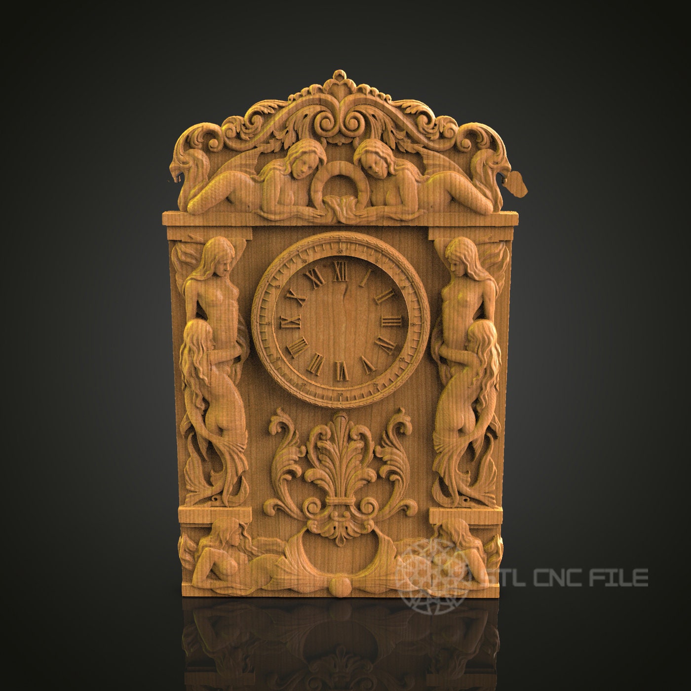 Ornate Clock Relief STL Model: CNC Router, 3D Printer (digital File) - Etsy