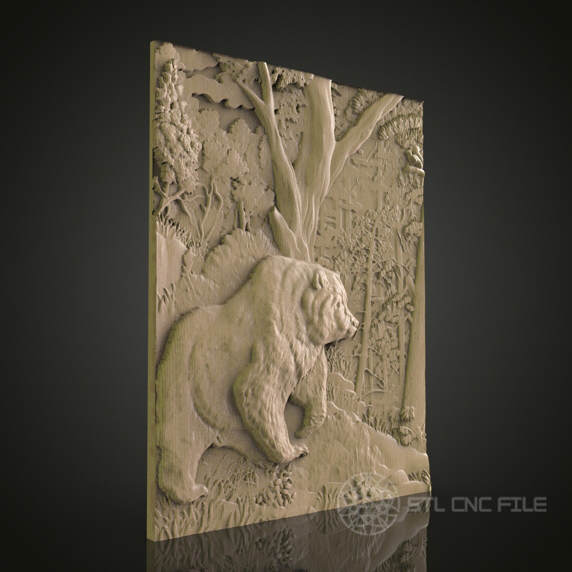 Bear Forest Relief Art STL Model: CNC Router & 3D Printer File - Etsy