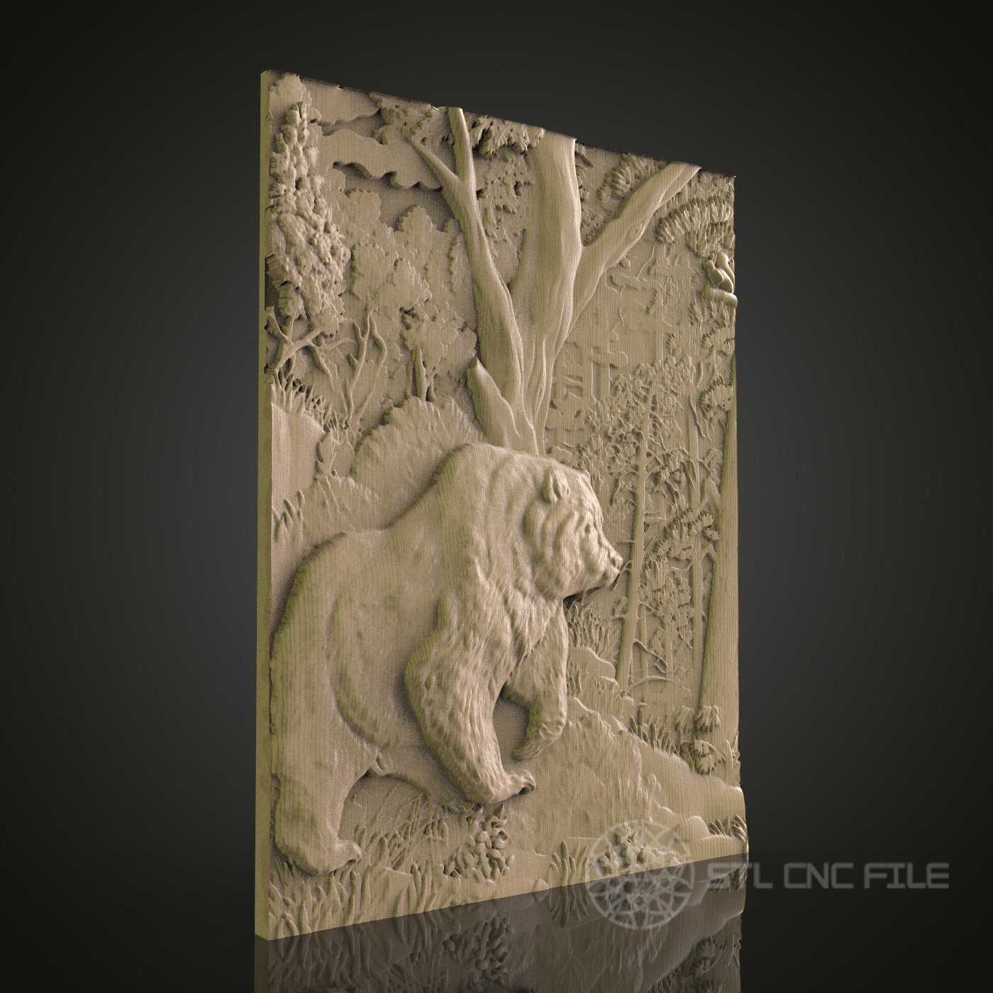 Bear Forest Relief Art STL Model for CNC Router Engraver - Wood Art ...