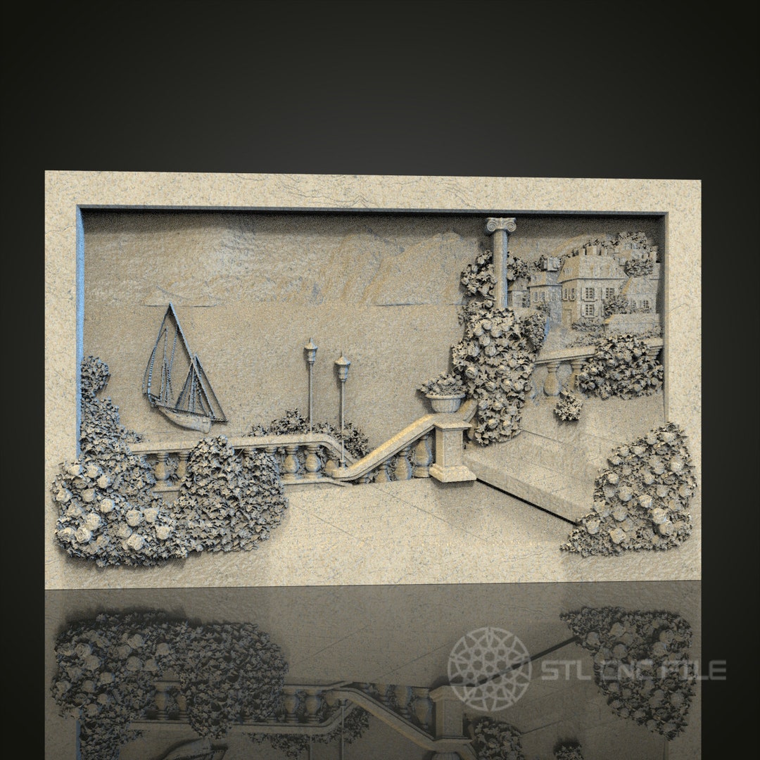 Coastal Scene Relief STL Model for CNC and 3D Printing, Artcam, Aspire ...