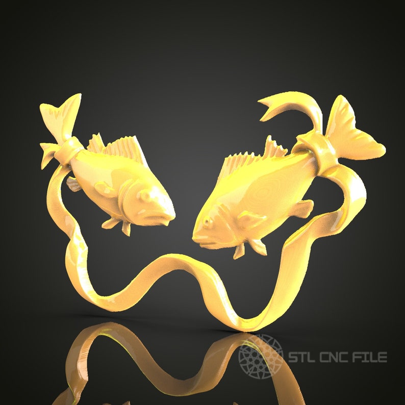 Koi Fish Dance STL Model for CNC, Artcam Aspire Wood Carving, Yin Yang ...