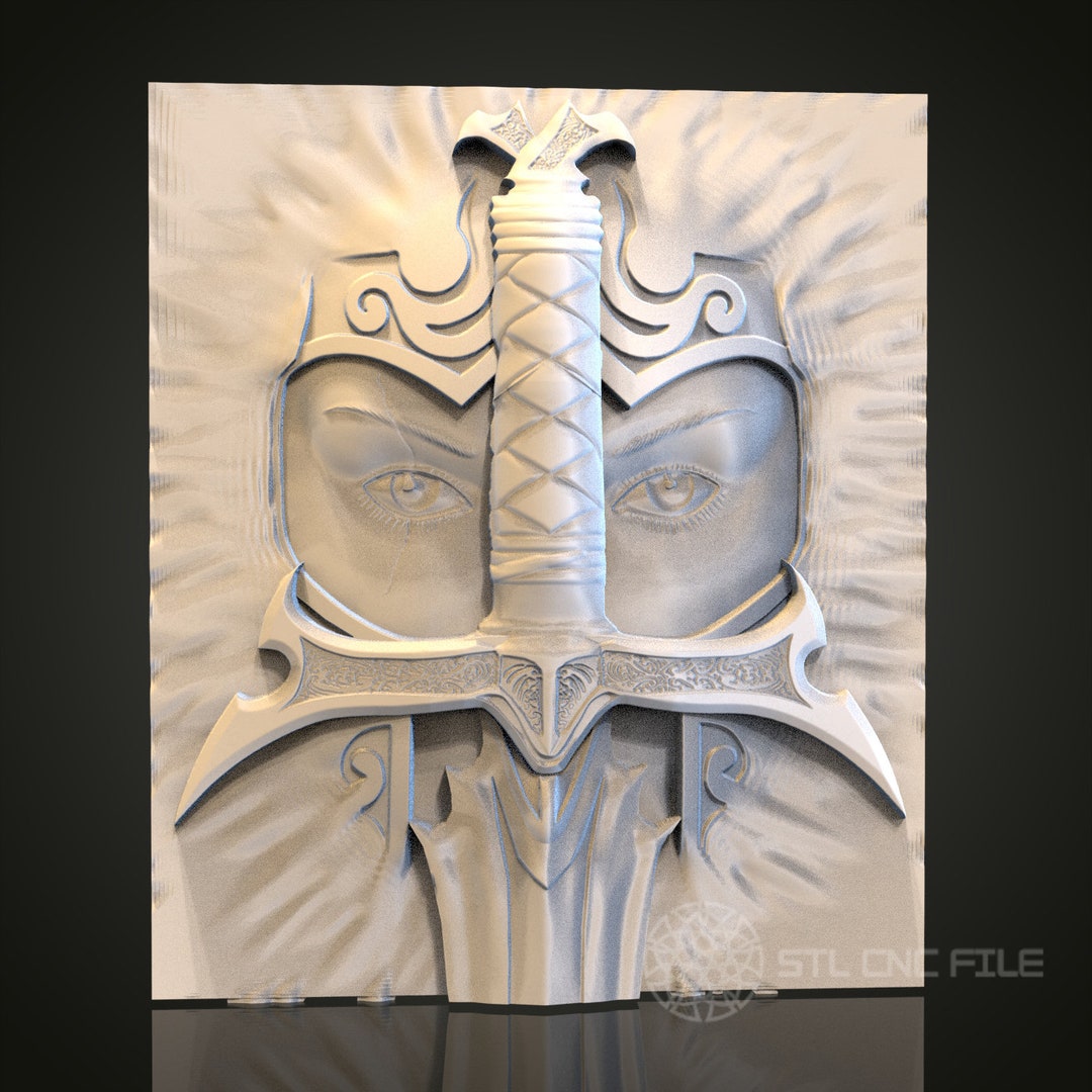 Warrior Eyes and Sword 3D STL File, CNC and 3D Printer Model, Fantasy ...