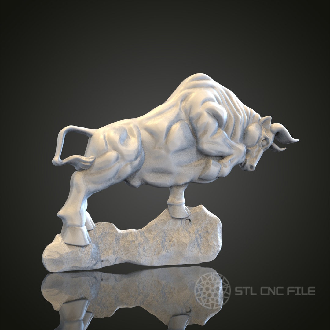 Charging Bull Sculpture STL Model for CNC Router Engraver, Artcam ...