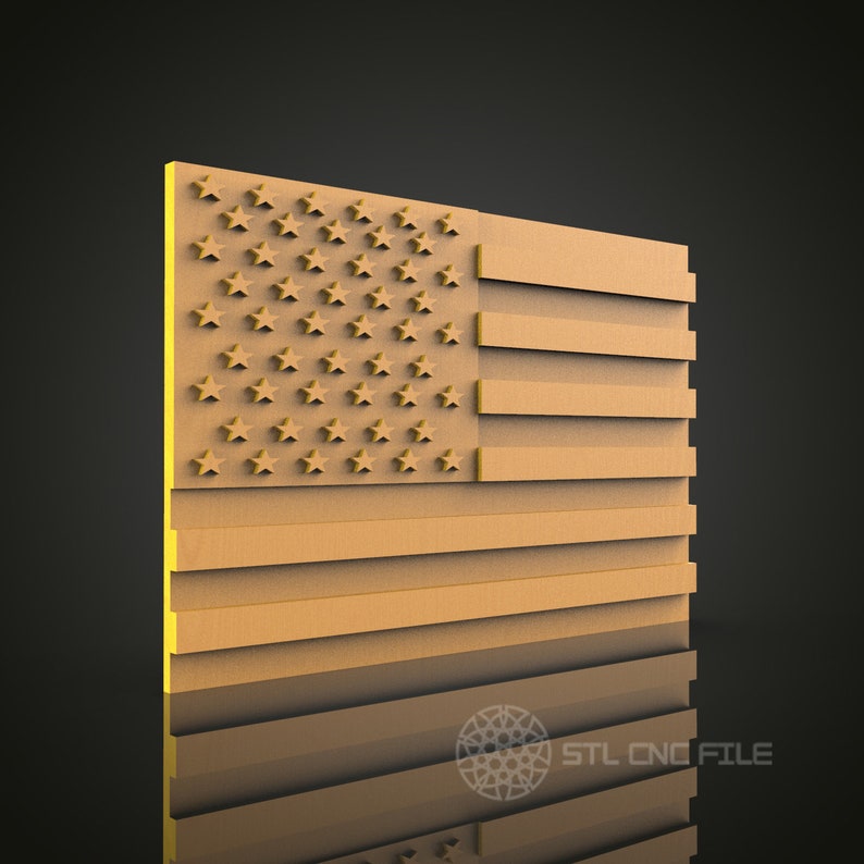 Layered American Flag STL Model for CNC Router Engraver, Wall Decor ...