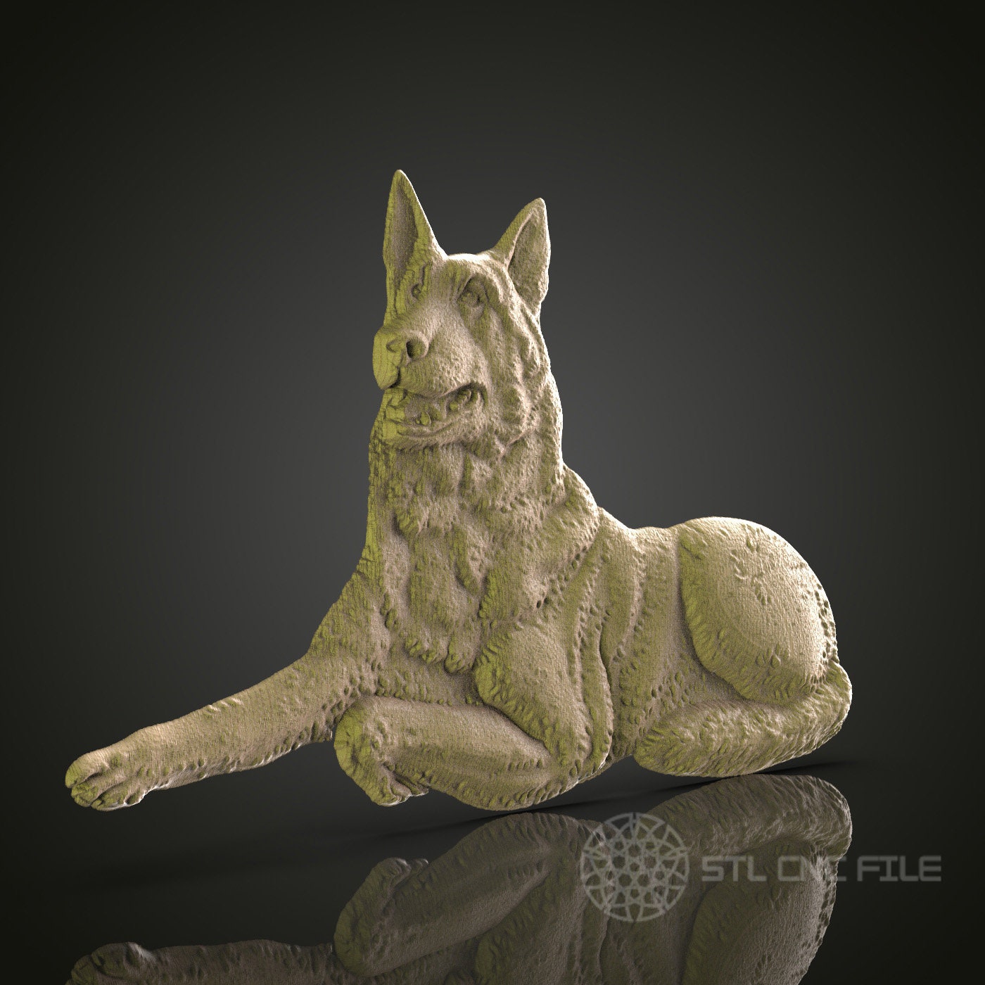 Regal Wolf Resting - 3D Printed Wolf Sculpture, CNC Router STL Model ...