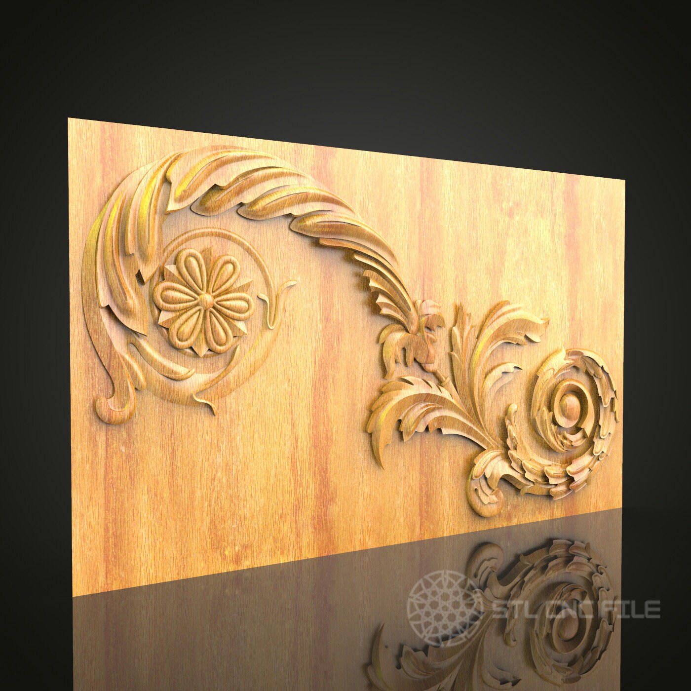Floral Swirl Corner STL Model for CNC Routers – Elegant Wood Art for ...