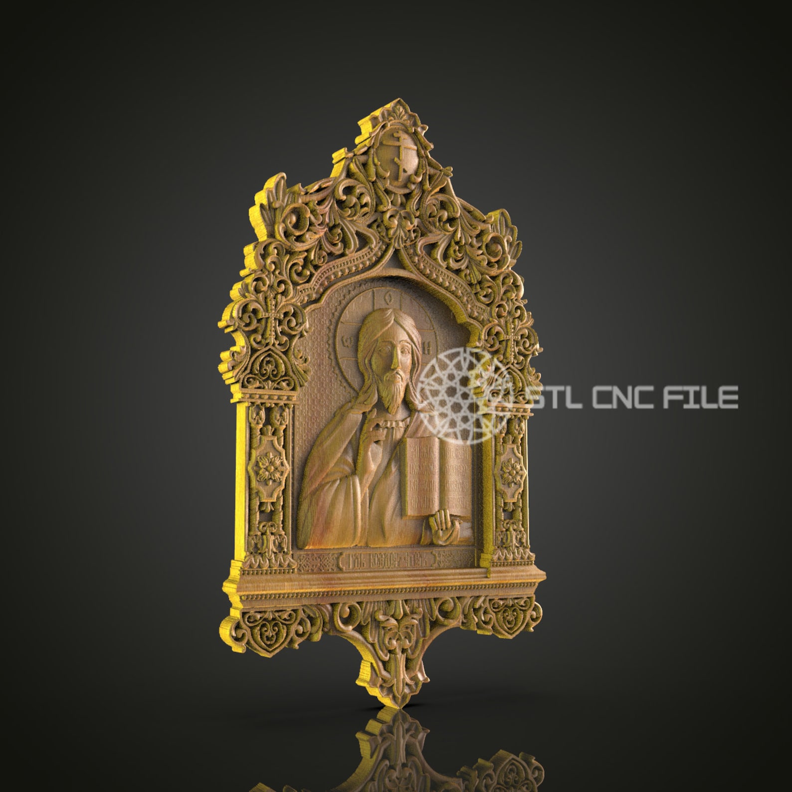 Ornate Religious CNC Router Engraved Wood Panel - Gothic Architecture ...