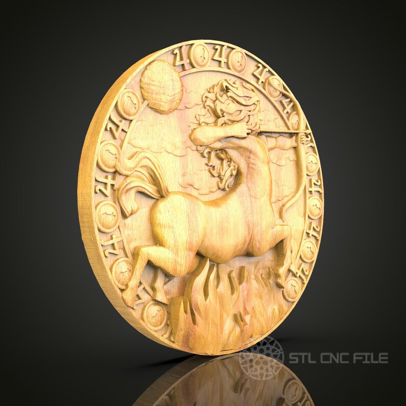 Sagittarius Zodiac Wood Carving - CNC Engraved Archer Wall Art ...