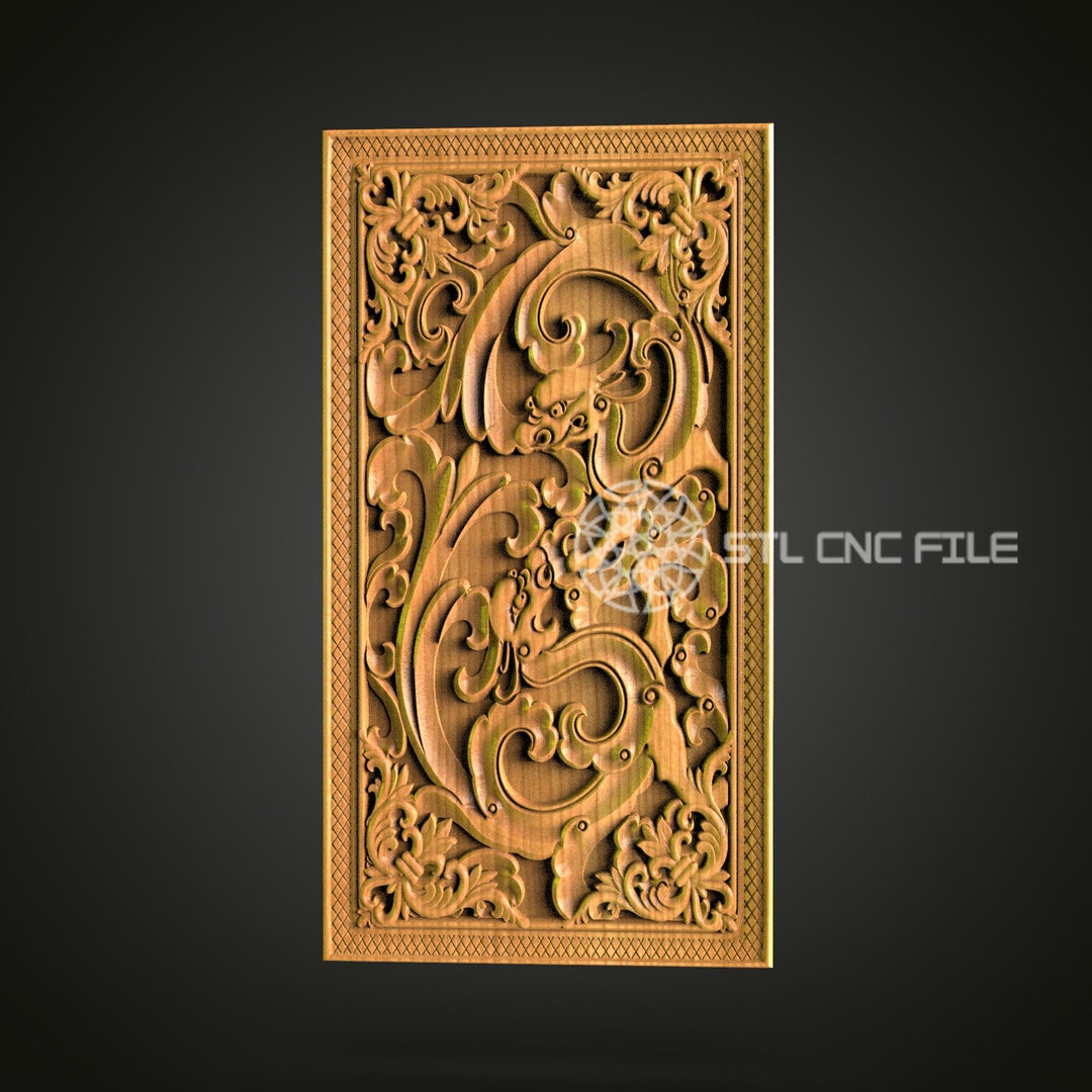 Renaissance Style Rectangular Panel STL File for CNC Router - Intricate ...