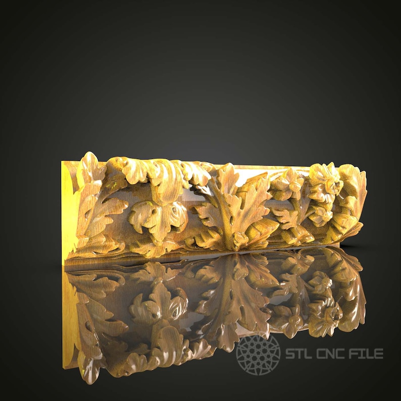 Oak Leaves and Flowers STL Model CNC Carving Design, Router Engraver ...