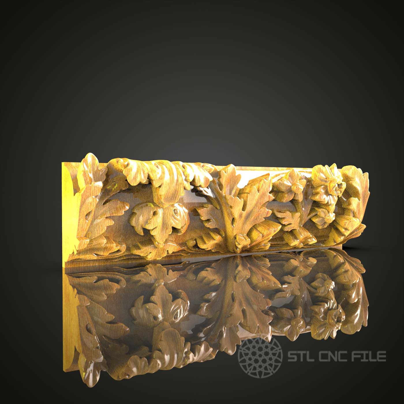 Oak Leaves and Flowers STL Model - CNC Carving Design, Router Engraver ...