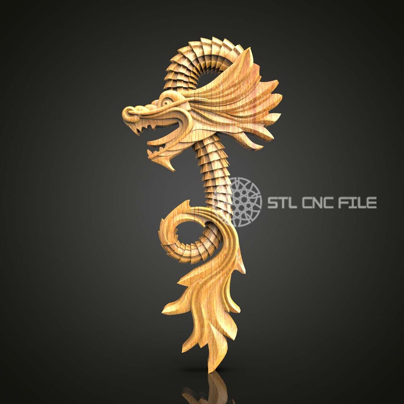 Dragon-inspired Wall 3D STL Model, CNC Router Art, Mythical Wood ...