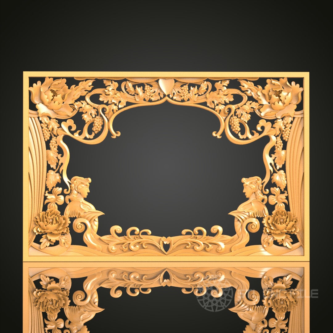 Exquisite Floral Frame Design STL Model for CNC Router Engraver ...