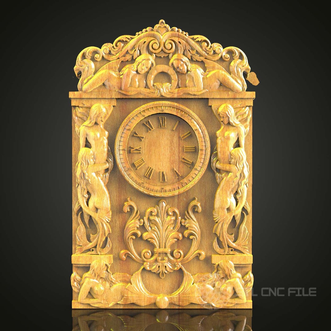 Mythical CNC Carved Clock: Wood Wall Art STL Model - Etsy