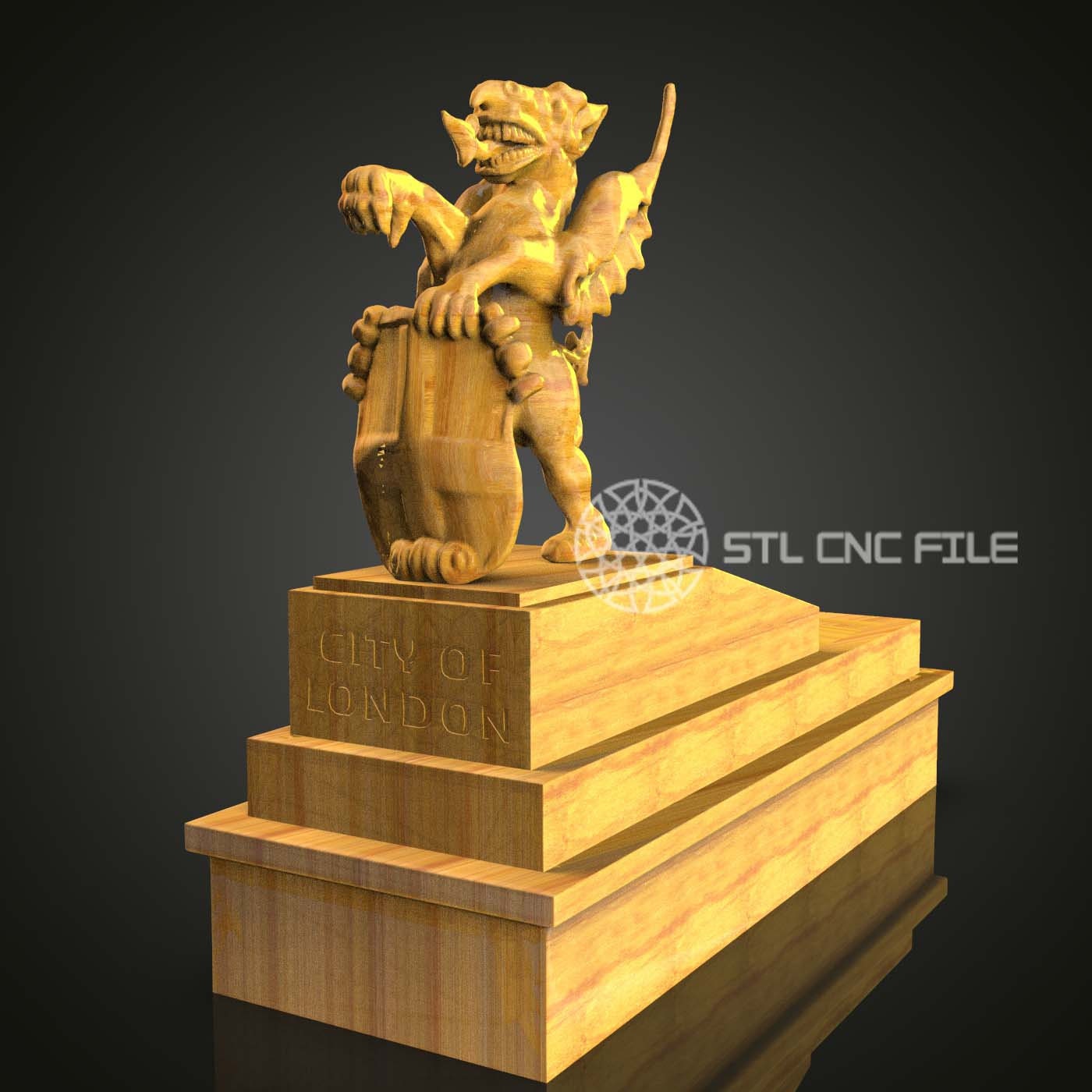 London Dragon Gargoyle STL Model - CNC Engraving File, Artcam/aspire ...