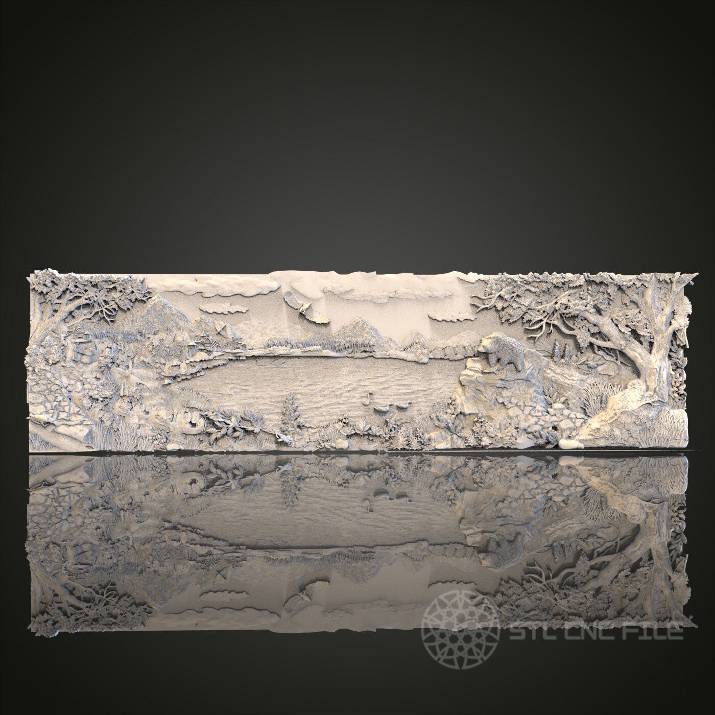 Scenic Wilderness Landscape Panel STL Model for CNC and 3D Printing ...