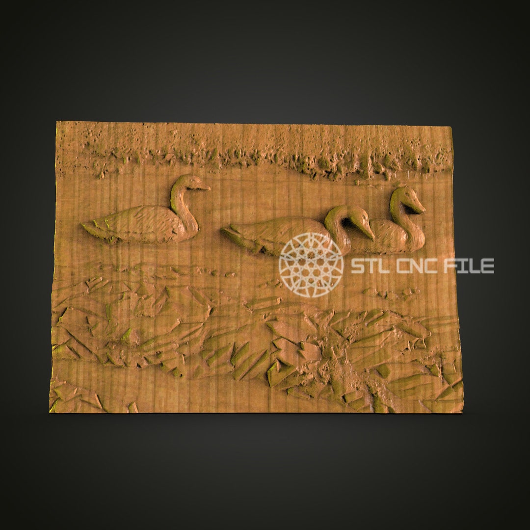 Swan Lake Relief STL File – Elegant CNC Router Carving for Nature ...
