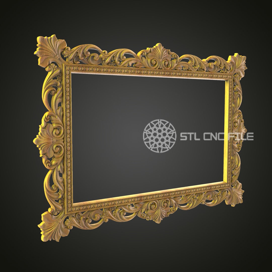 Elegant Ornate Golden Frame 3D Model for CNC - Artcam, Aspire, STL ...
