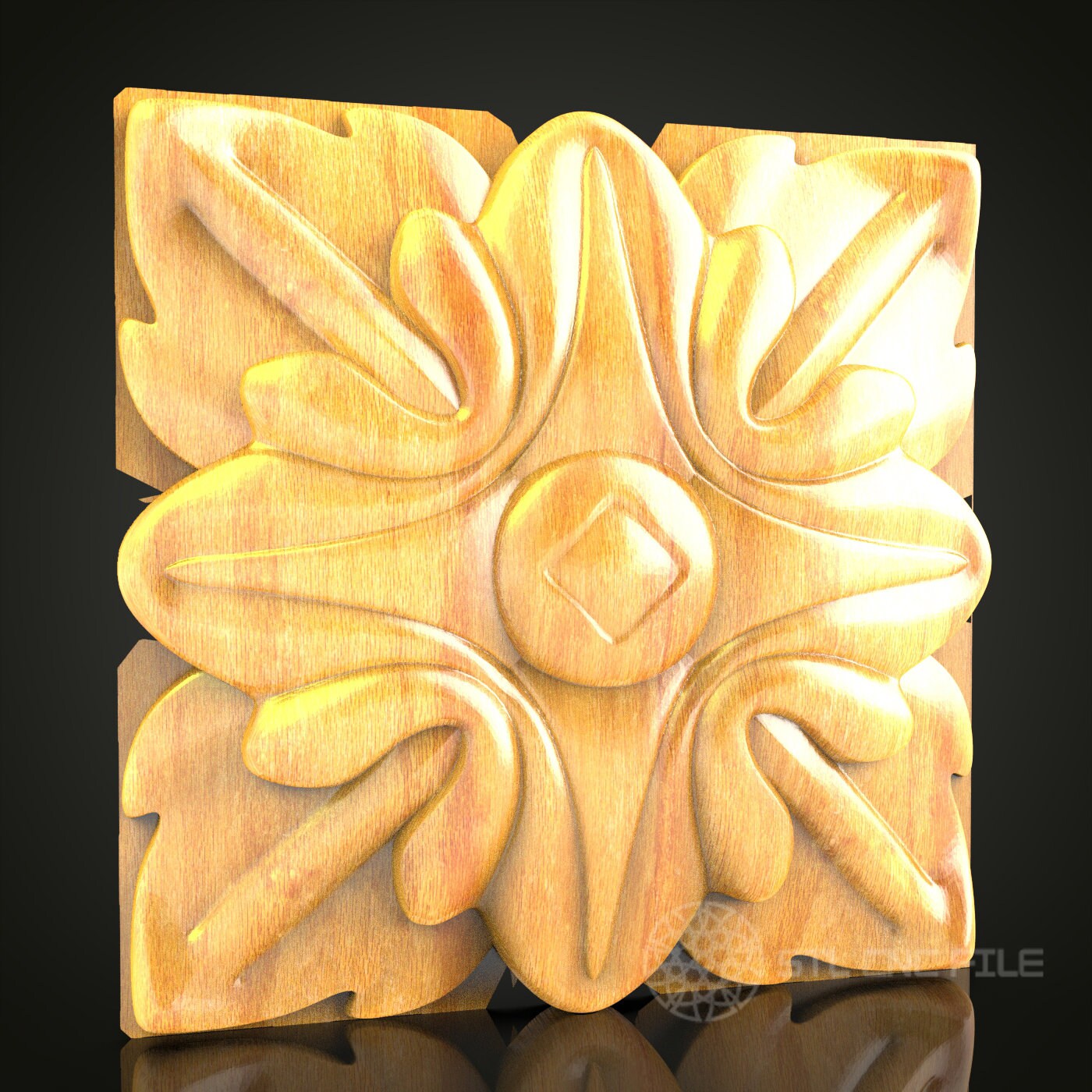 Symmetric Floral Square STL Model for CNC Router, Compatible With ...