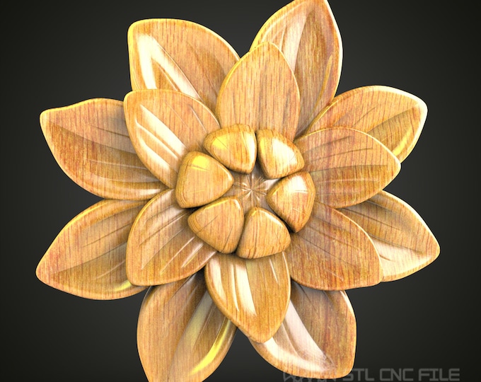 Lotus 3D Model STL File – CNC Carving & 3D Printing (digital Download ...