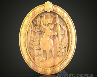 Majestic Stag in the Forest 3D Model STL File for CNC Carving 3D Printing Cnc Router STL Instant ...