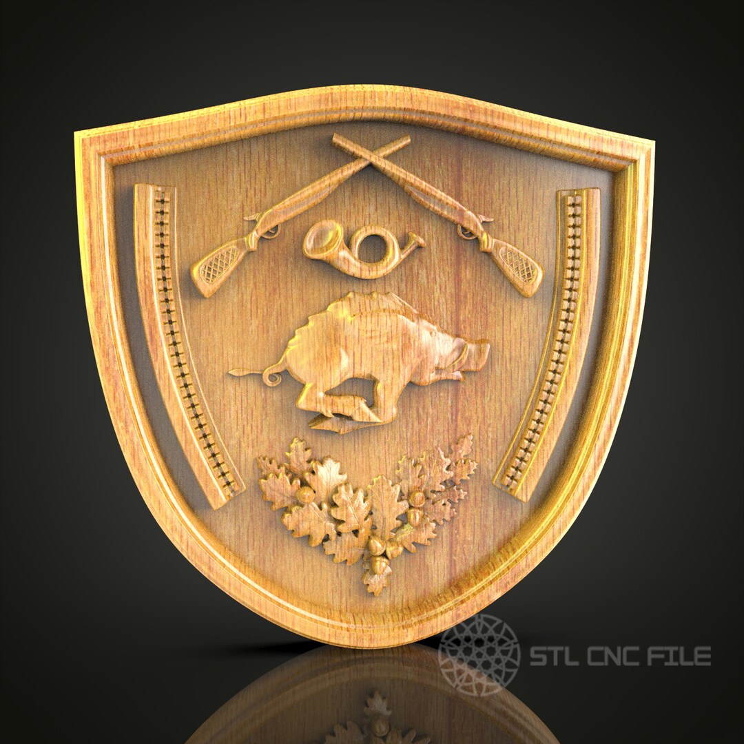Hunting Crest Wall Art - CNC Engraved STL Model, Wood Carving Decor ...