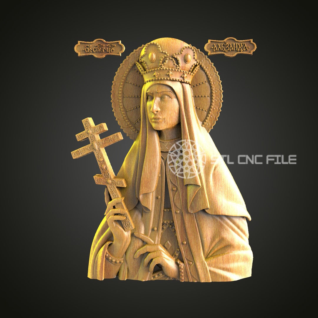 Saintly Icon CNC Engraved Panel - Religious Wood Carving, Ornate ...