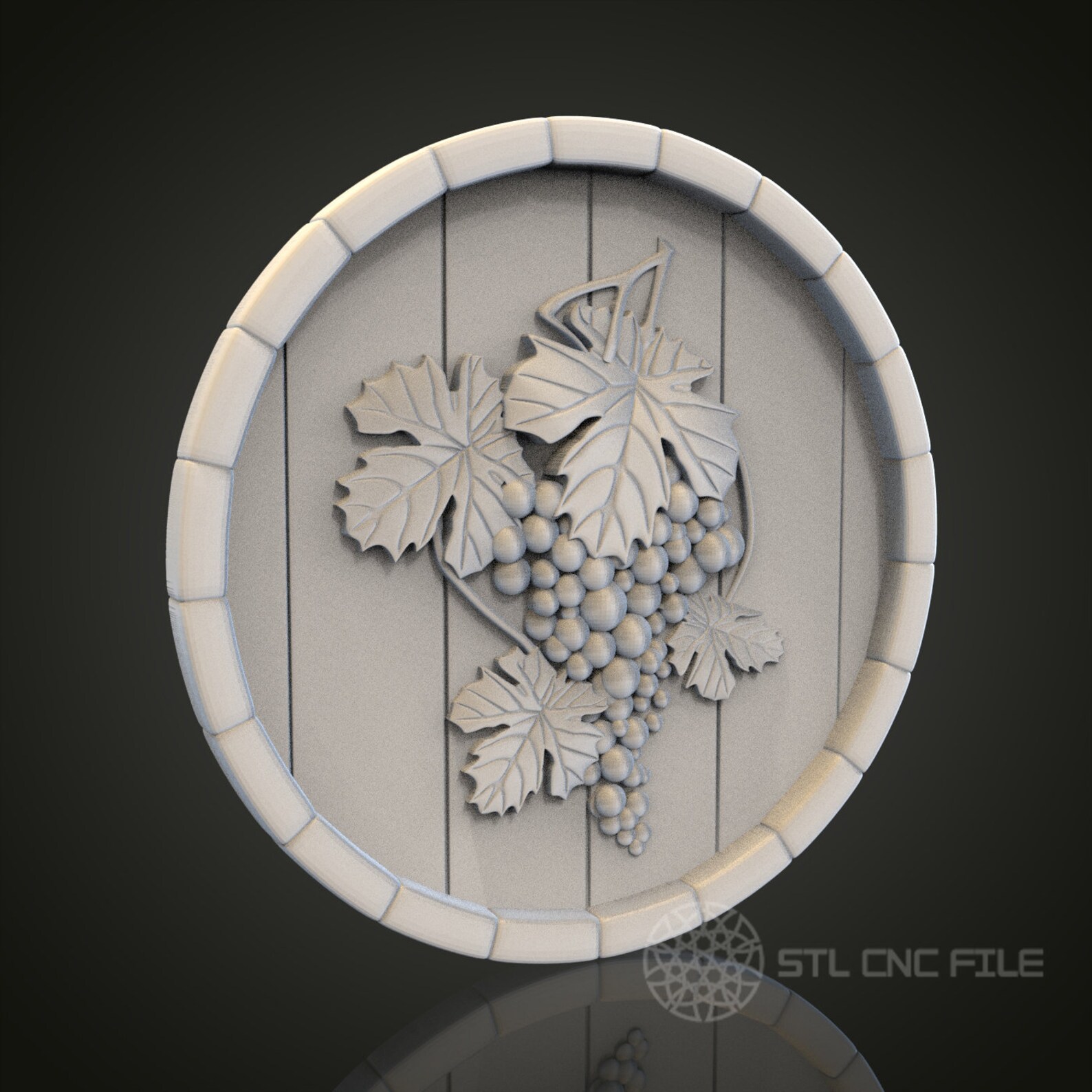Vineyard Bounty - Grapevine 3D CNC Engraved Wood Panel, Artcam Aspire ...