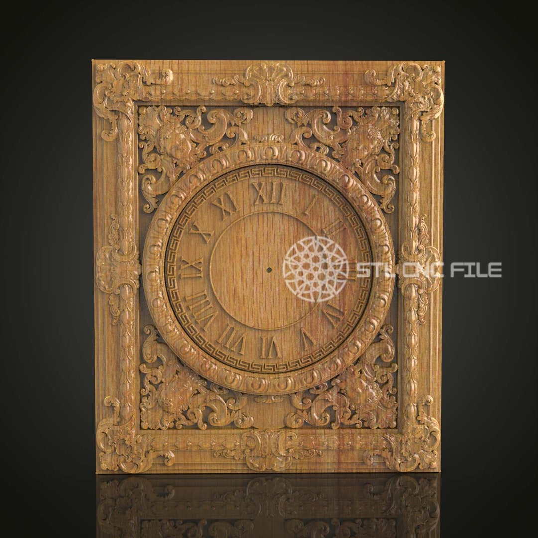 Classic Roman Numeral Clock Face STL Model – Ornate CNC Wood Carving ...
