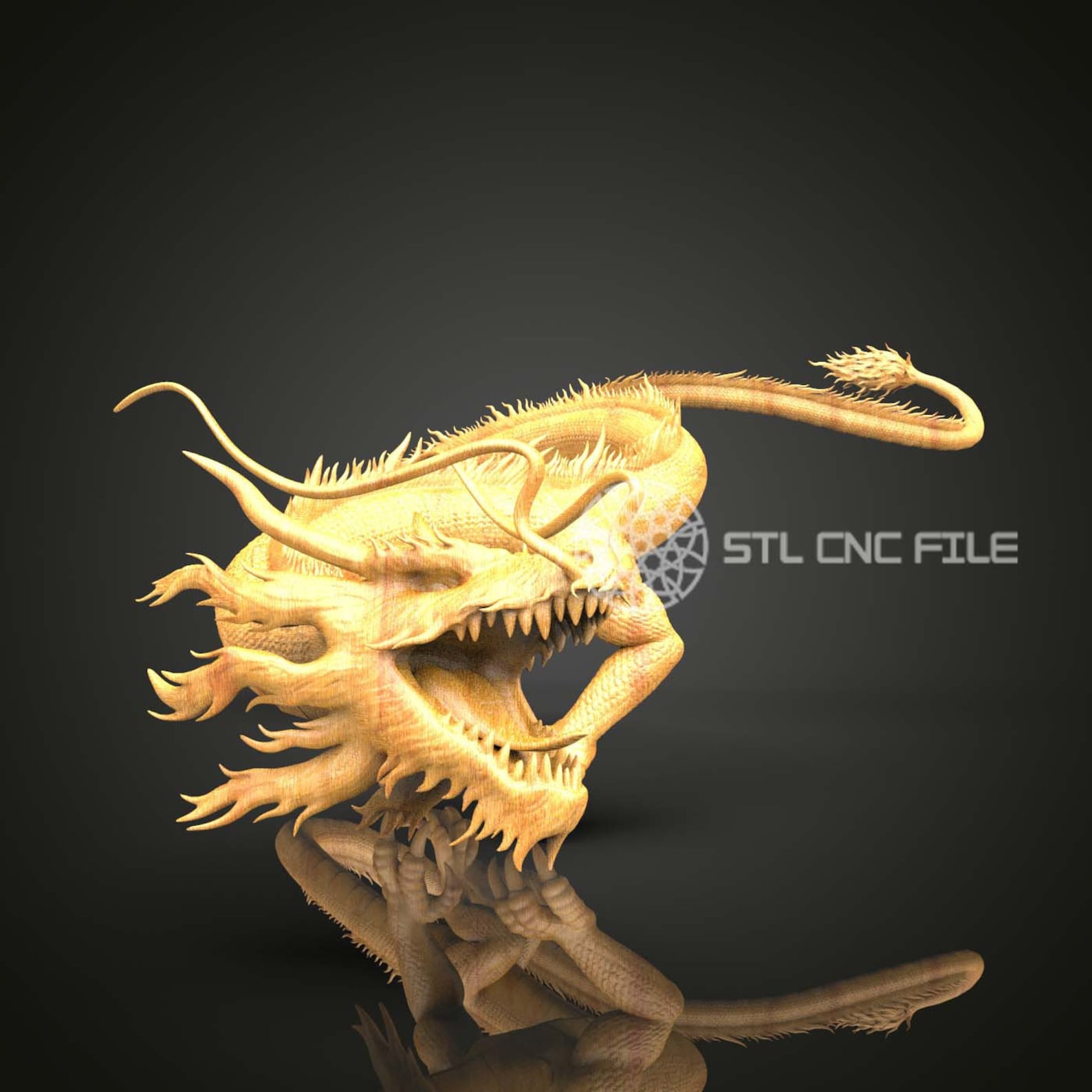 Hydra Dragon STL Model for CNC Routing, Mythical Multi-headed Beast ...