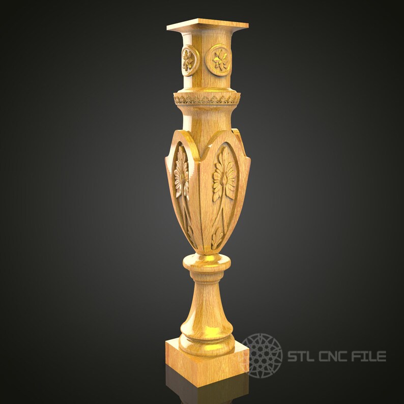 Decorative Column STL Model for CNC Router Floral and Ornamental Design ...