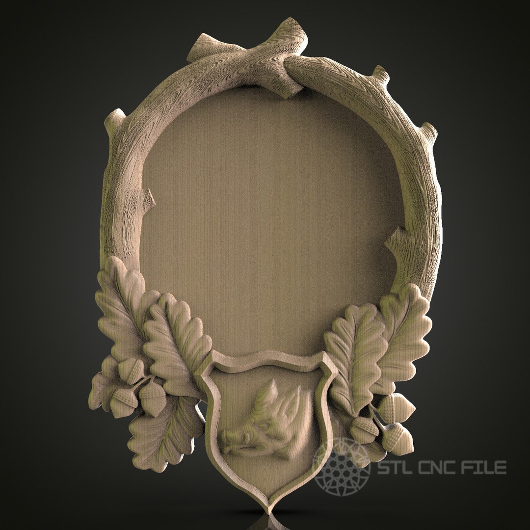 Rustic Shield Plaque With Deer Head for CNC and 3D Printing - STL File ...
