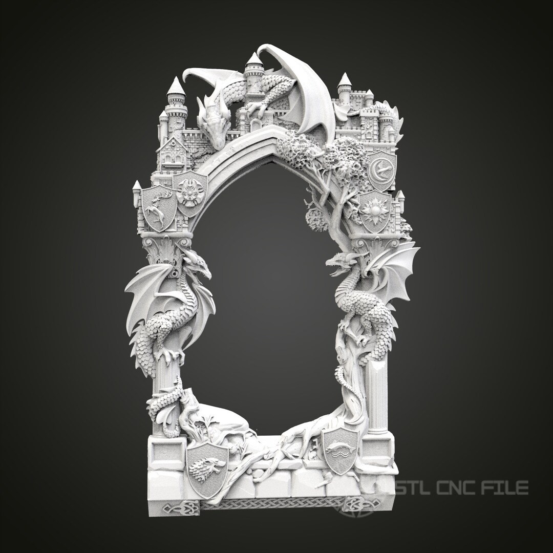 Exquisite Dragon Castle Arch STL Model for CNC Router Engraver, Artcam ...