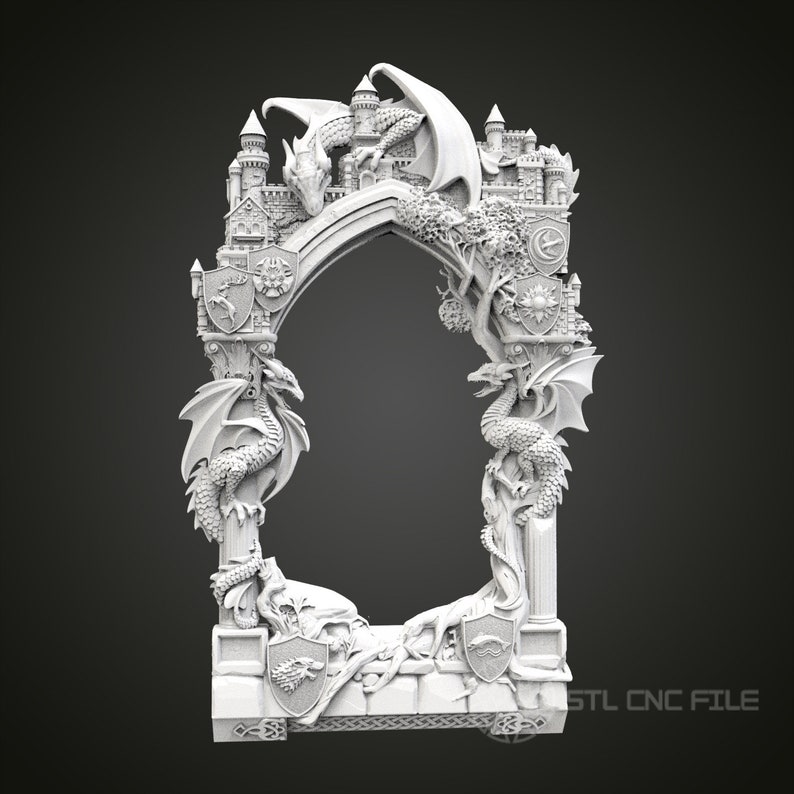Exquisite Dragon Castle Arch STL Model for CNC Router Engraver, Artcam ...