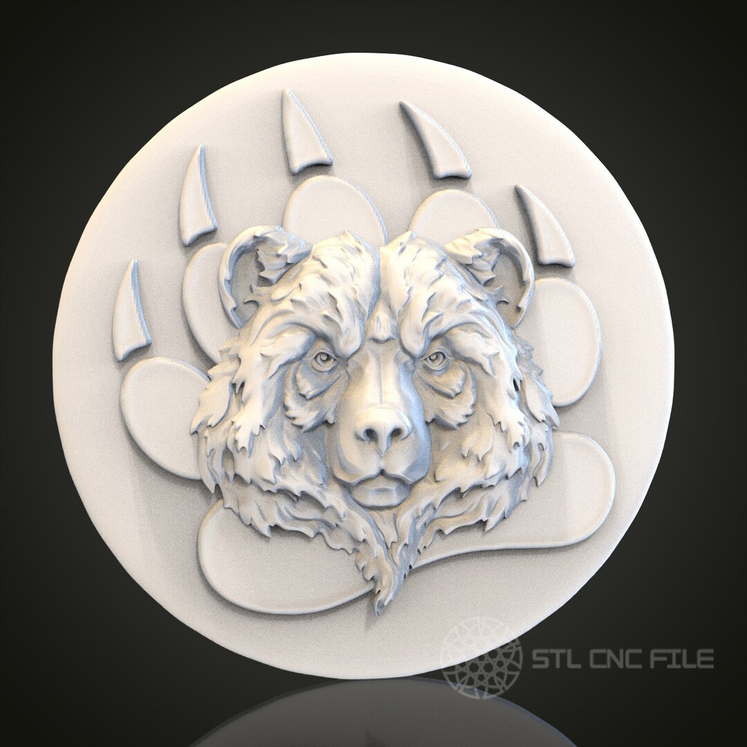 Bear Paw Relief STL Model for CNC Router Engraver, Artcam, Aspire, Wood ...