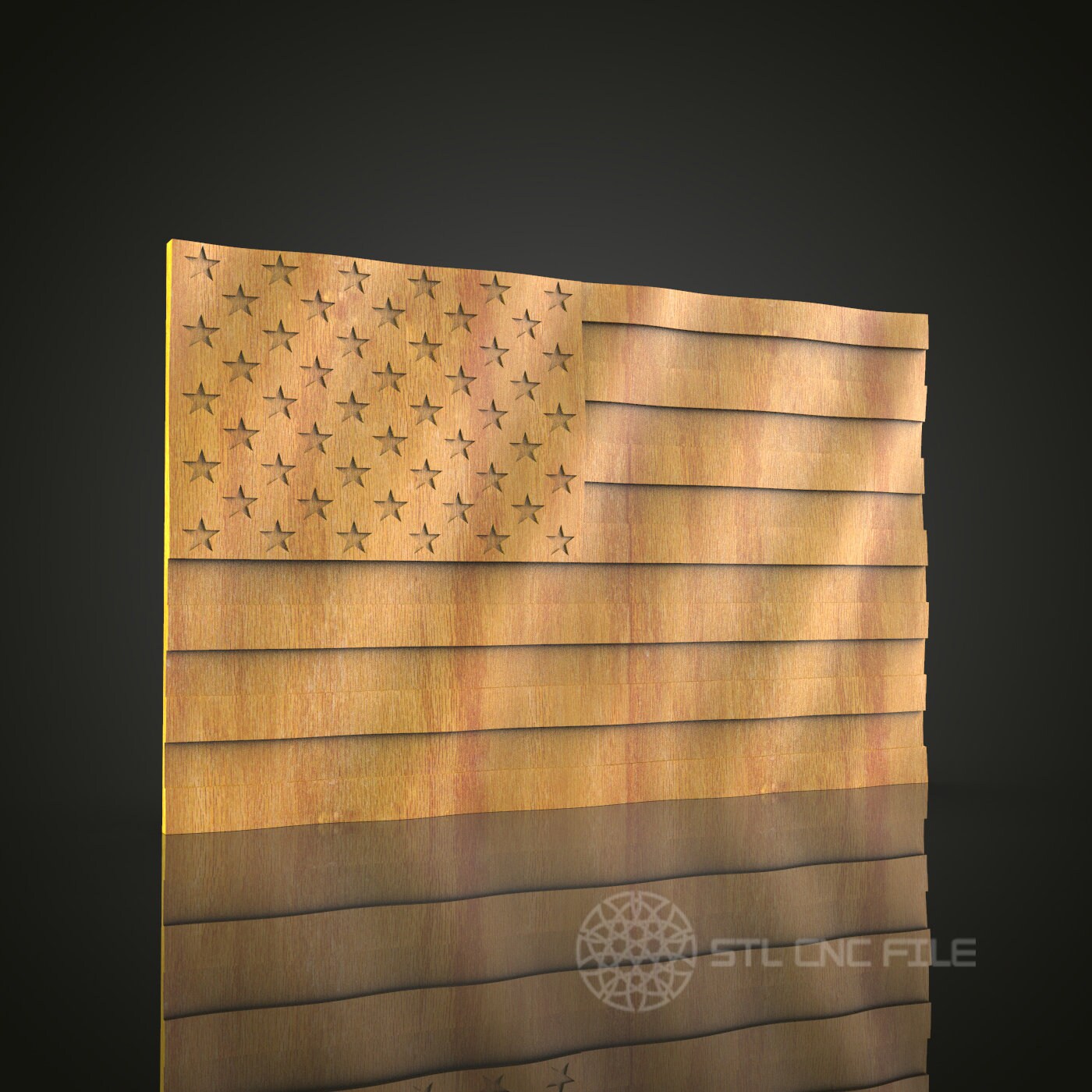 Wavy American Flag STL Model for CNC Router Engraver, Wall Decor Artcam ...