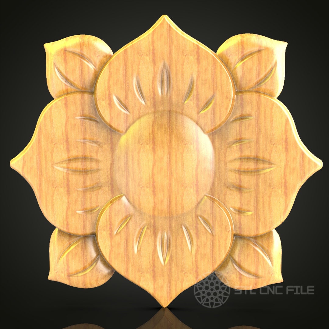 Sunburst Floral Motif STL File – Elegant CNC Router Design for Artcam ...