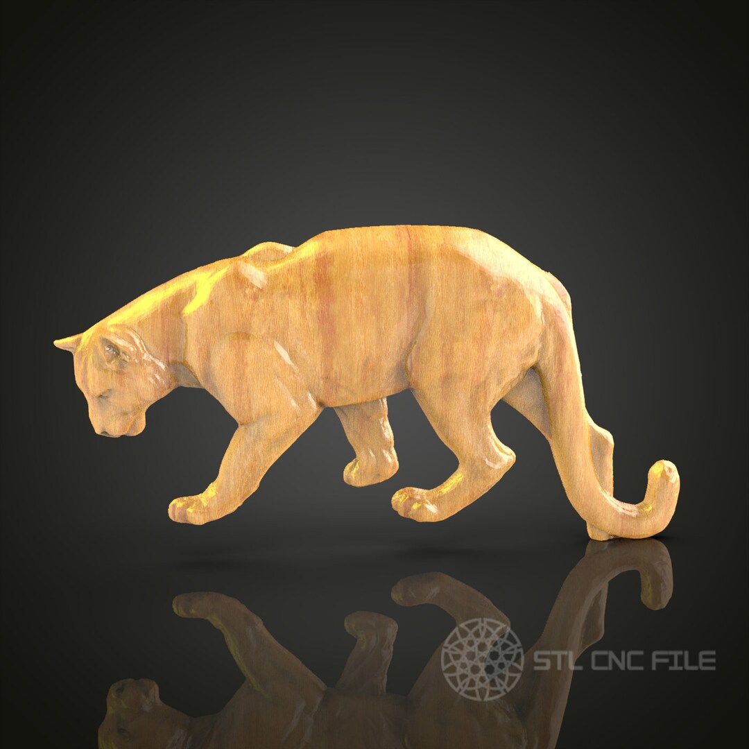 Panther 3D STL Model for CNC Router - Predatory Cat Wood Carving ...