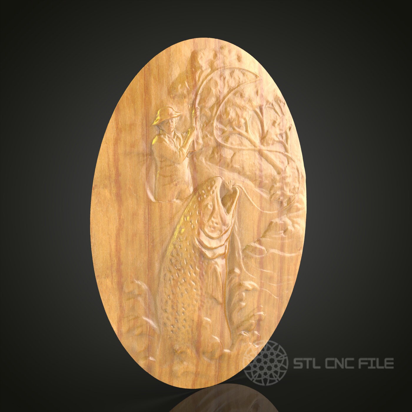 Fisherman's Triumph – CNC Router STL Model for Wood Carving - Etsy