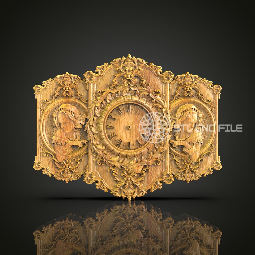 Classic Elegance 3D STL Clock Model - CNC Engraving, Renaissance ...