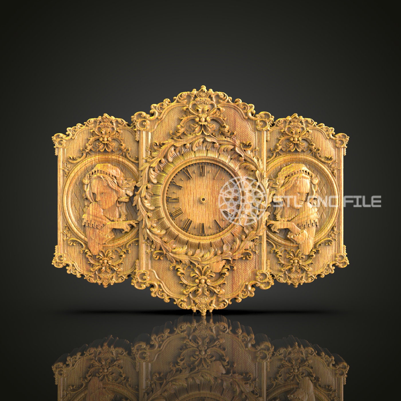 Classic Elegance 3D STL Clock Model CNC Engraving, Renaissance Inspired ...