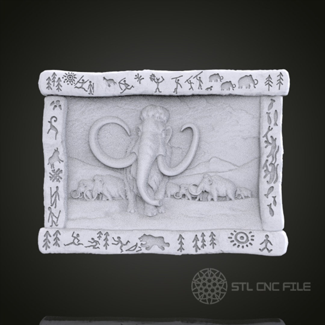 Woolly Mammoth 3D Relief Art: CNC Router STL Model (digital File) - Etsy
