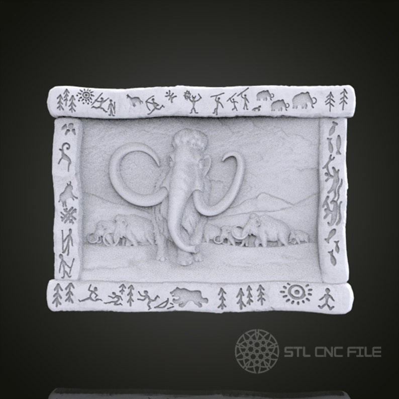 Woolly Mammoth 3D Relief Art: CNC Router STL Model (digital File) - Etsy