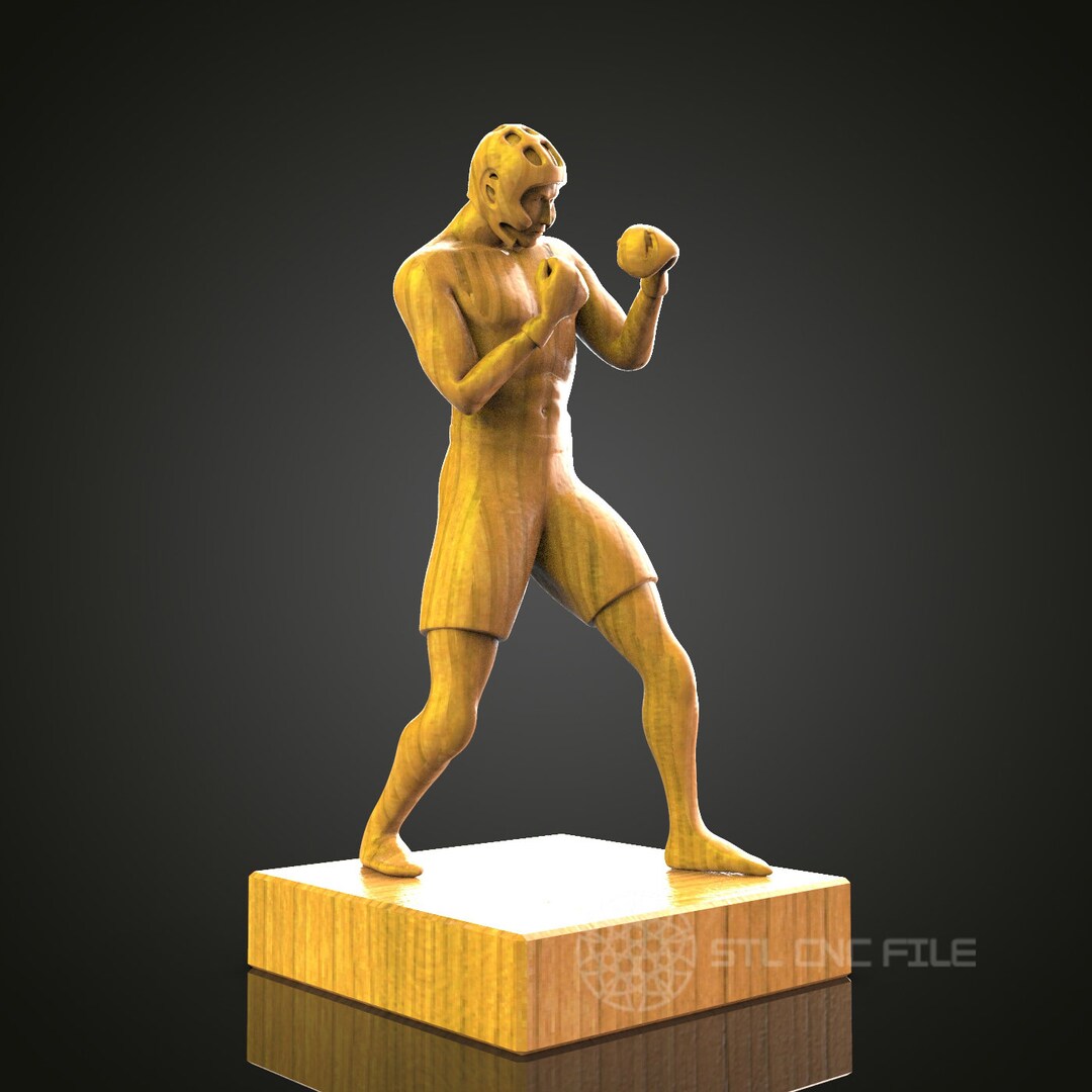 Boxer in Action Relief STL Model for CNC Router Engraver Artcam, Aspire ...