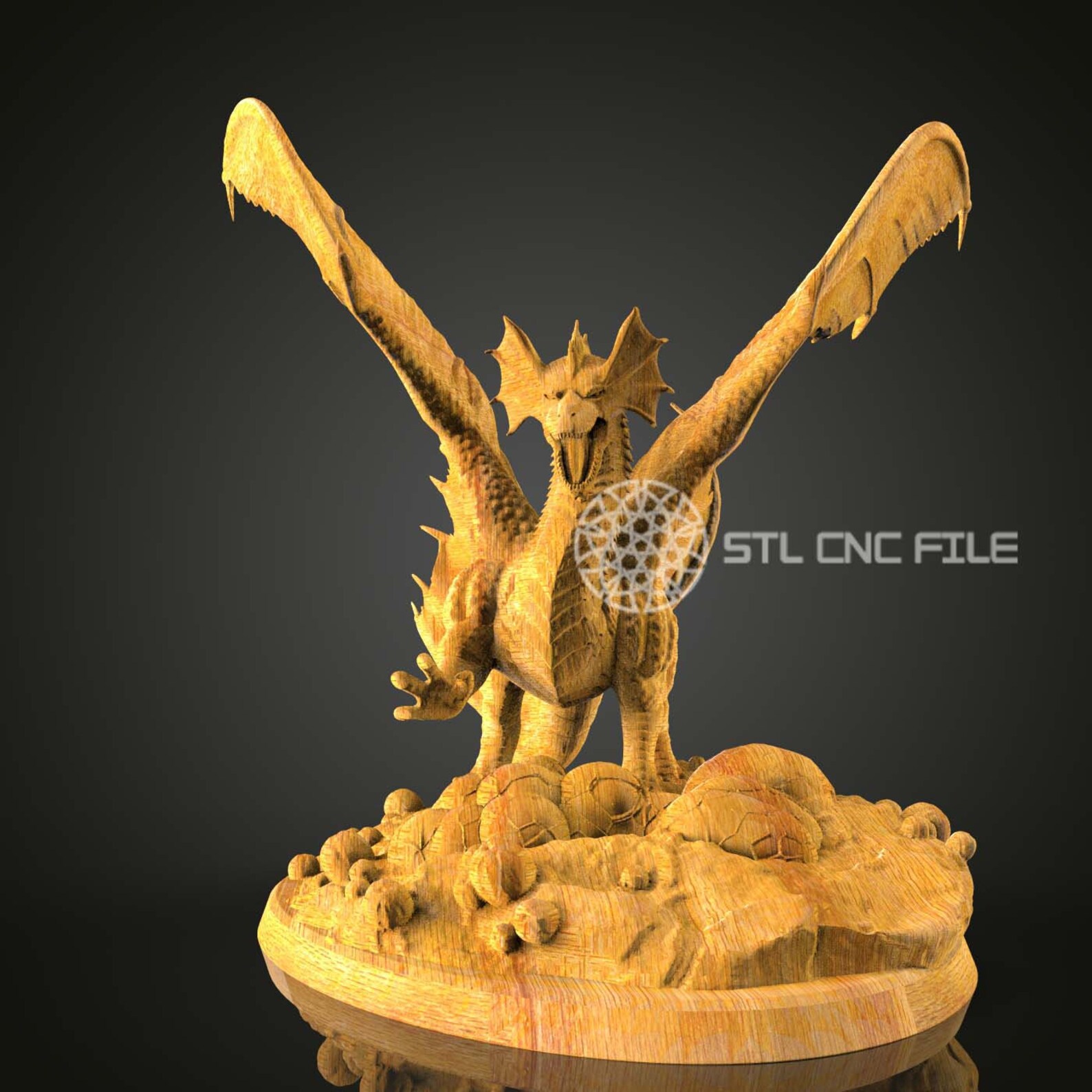 Winged Dragon Roar STL Model: CNC Router Engraving Art File - Etsy