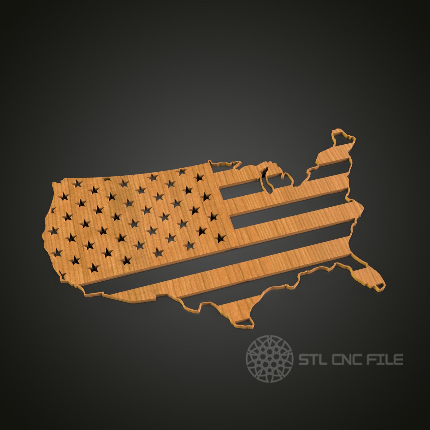 USA Flag STL Model for CNC Router, Wood Wall Art Files, Engraver Cnc ...