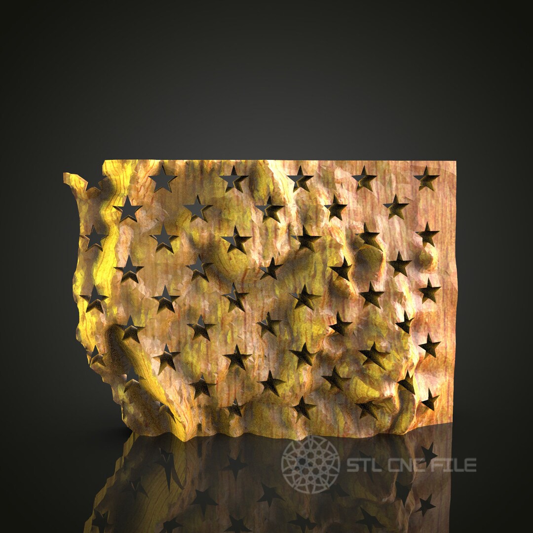 Rustic USA Map STL Model: Star Cutouts, CNC Router Engraver File - Etsy