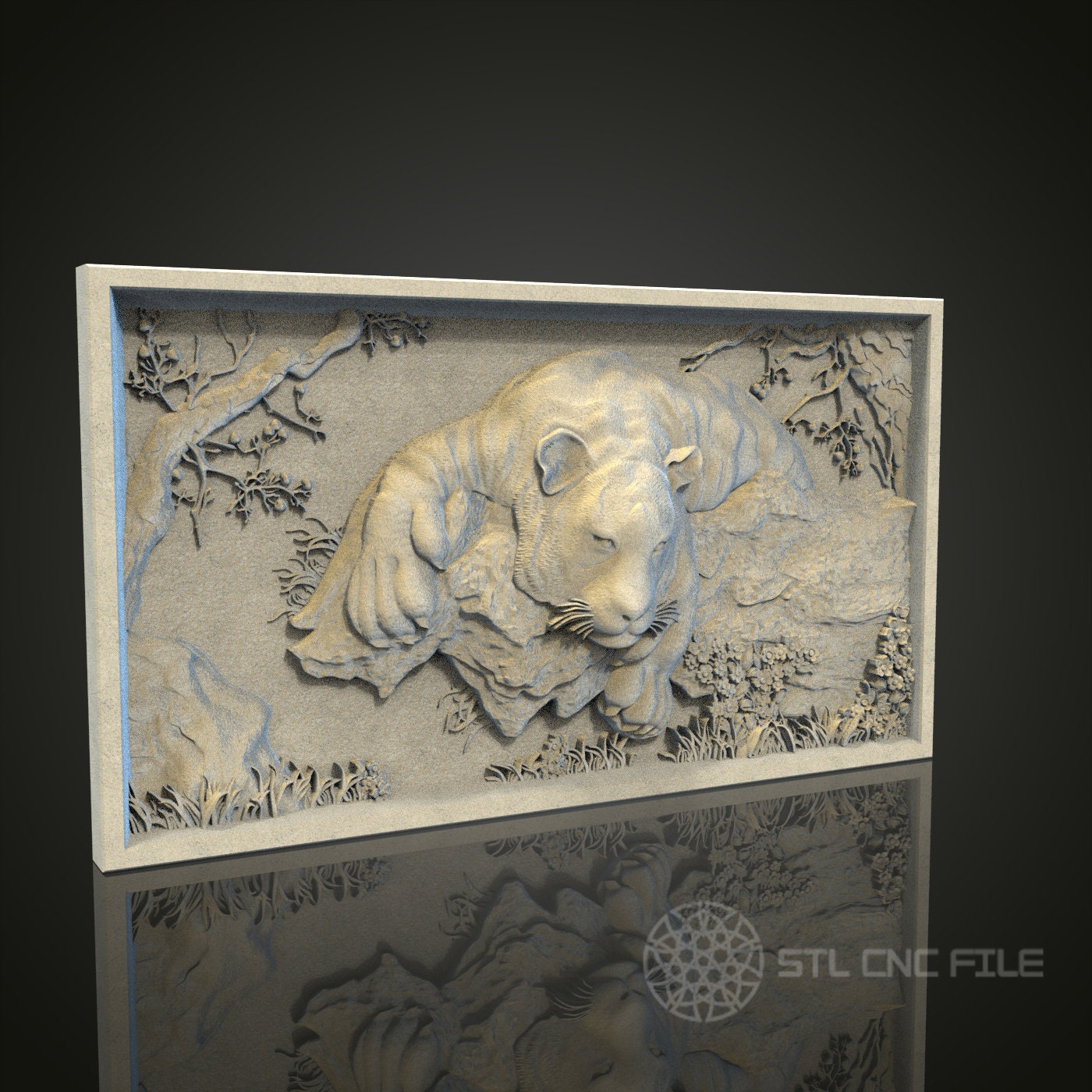 Prowling Tiger 3D STL File, CNC and 3D Printer Model, Wildlife Art ...