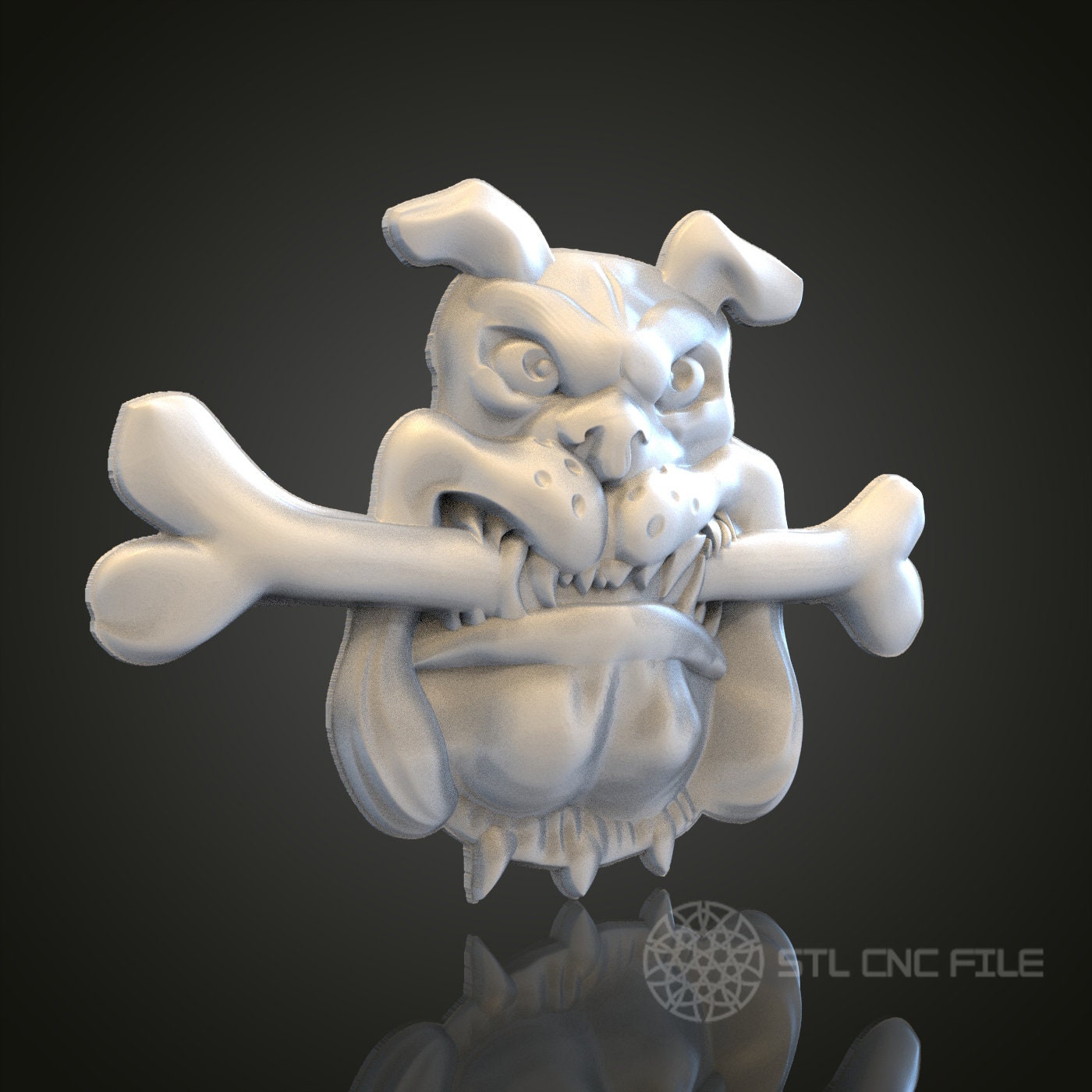 Bulldog With Bone STL Model for CNC Router Engraver, Artcam, Aspire ...