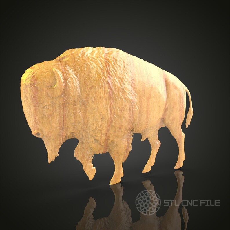 Buffalo 3D STL Model for CNC Router Majestic Wildlife Wood Carving ...